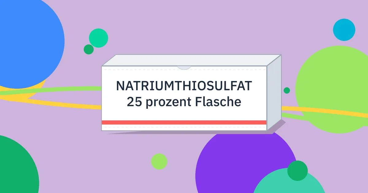 Symbolbild: Packung mit der Aufschrift NATRIUMTHIOSULFAT 25 prozent Flasche (PZN 02298133) – Verfügbarkeit und Bezug in Apotheken in Frankfurt am Main