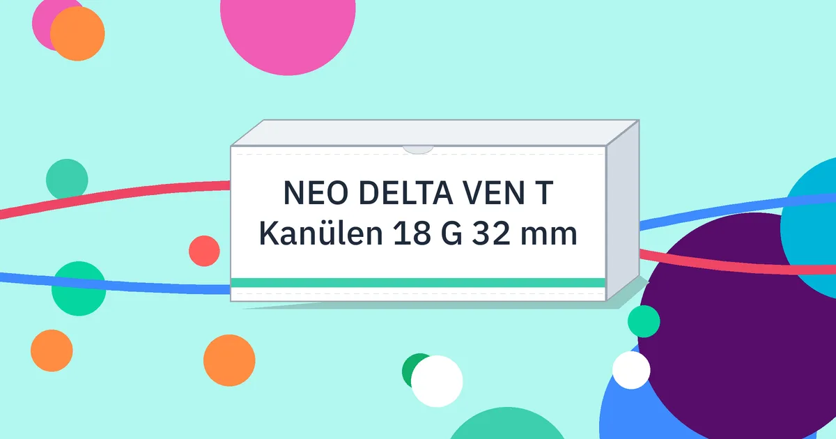 Symbolbild: Packung mit der Aufschrift NEO DELTA VEN T Kanülen 18 G 32 mm (PZN 07758220) – Verfügbarkeit und Bezug in Apotheken in Frankfurt am Main