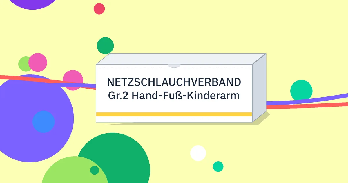 Symbolbild: Packung mit der Aufschrift NETZSCHLAUCHVERBAND Gr.2 Hand-Fuß-Kinderarm (PZN 10351516) – Verfügbarkeit und Bezug in Apotheken in Frankfurt am Main