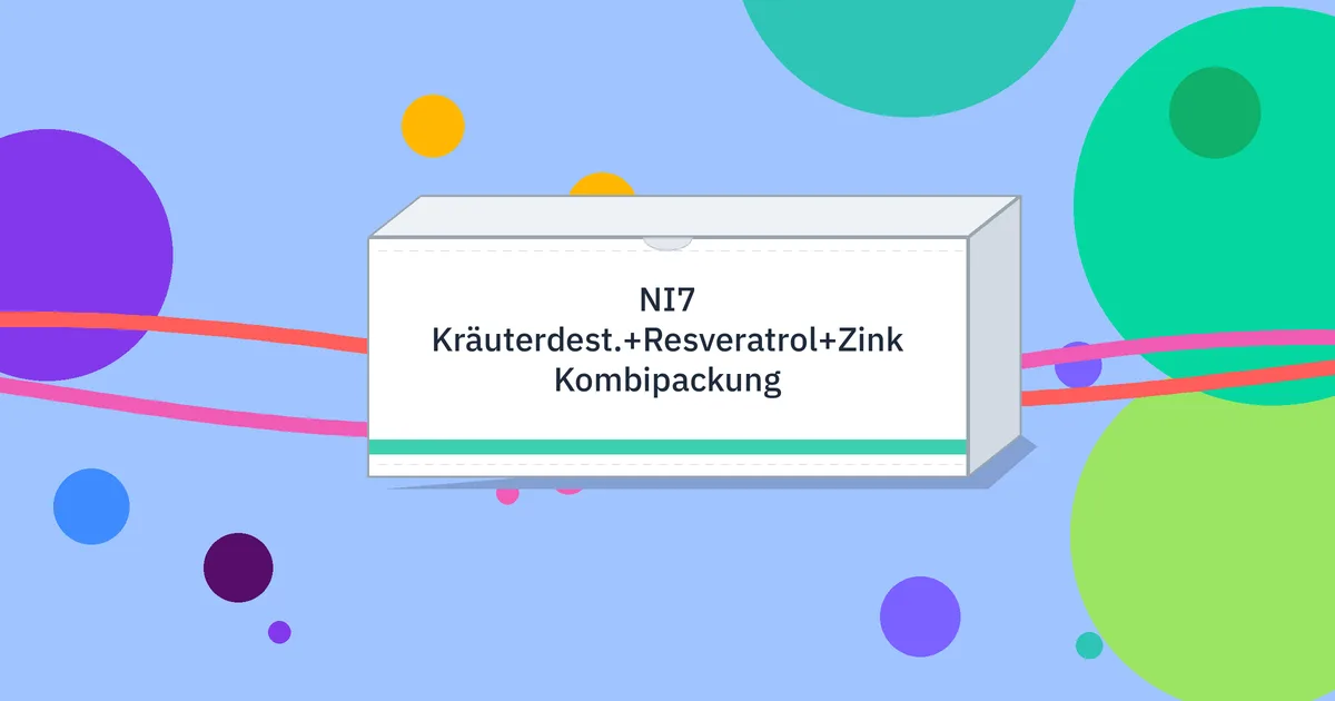 Symbolbild: Packung mit der Aufschrift NI7 Kräuterdest.+Resveratrol+Zink Kombipackung (PZN 07046241) – Verfügbarkeit und Bezug in Apotheken in Frankfurt am Main