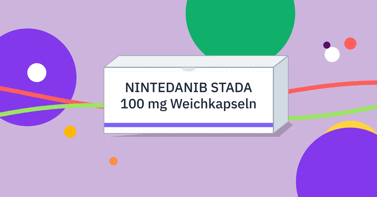 Symbolbild: Packung mit der Aufschrift NINTEDANIB STADA 100 mg Weichkapseln (PZN 19207554) – Verfügbarkeit und Bezug in Apotheken in Frankfurt am Main