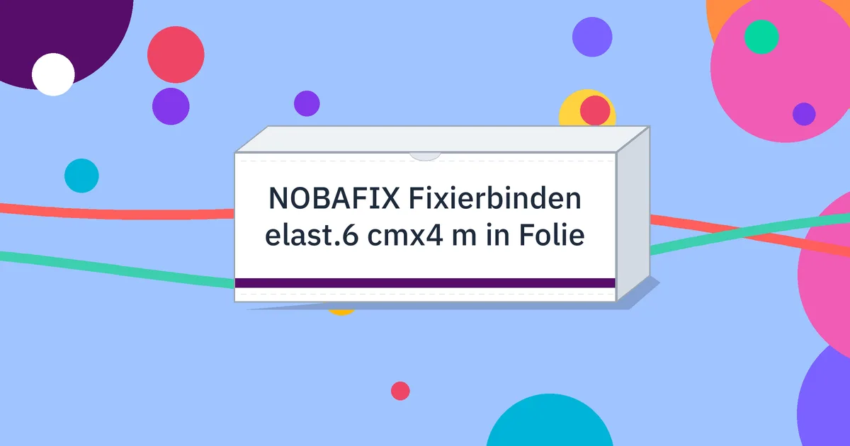 Symbolbild: Packung mit der Aufschrift NOBAFIX Fixierbinden elast.6 cmx4 m in Folie (PZN 16028153) – Verfügbarkeit und Bezug in Apotheken in Frankfurt am Main