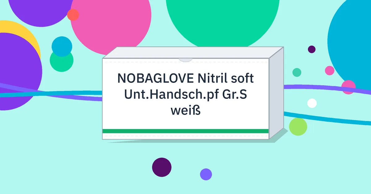 Symbolbild: Packung mit der Aufschrift NOBAGLOVE Nitril soft Unt.Handsch.pf Gr.S weiß (PZN 15624290) – Verfügbarkeit und Bezug in Apotheken in Frankfurt am Main