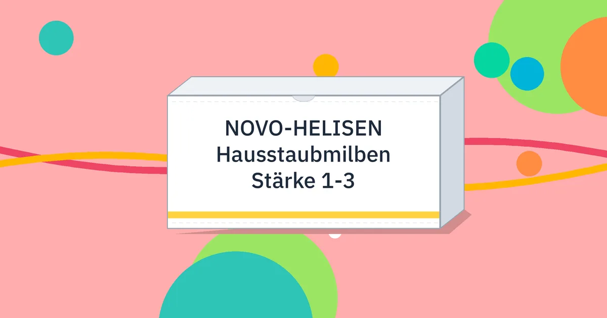 Symbolbild: Packung mit der Aufschrift NOVO-HELISEN Hausstaubmilben Stärke 1-3 (PZN 18490884) – Verfügbarkeit und Bezug in Apotheken in Frankfurt am Main