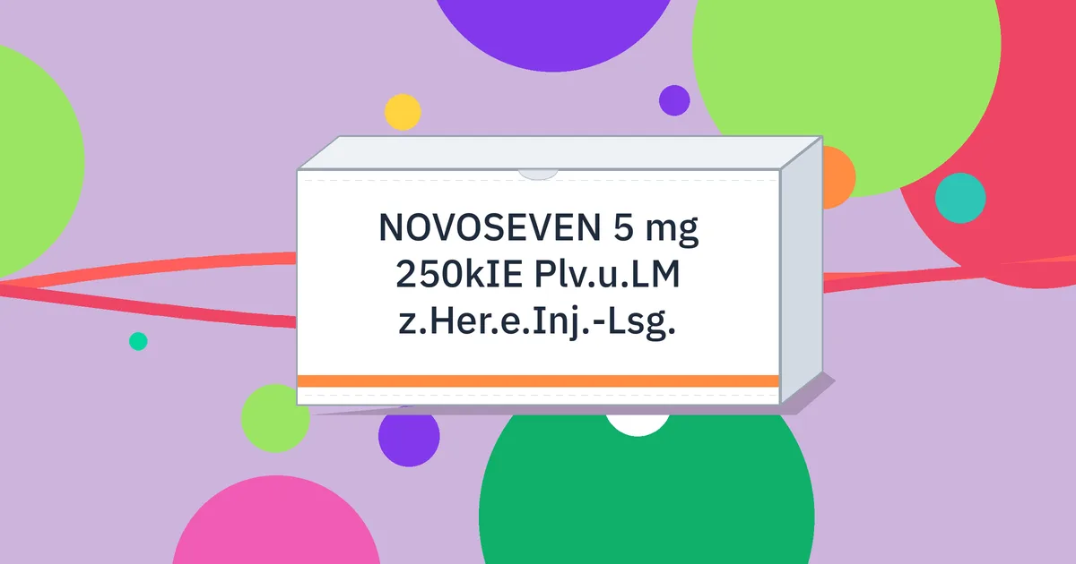 Symbolbild: Packung mit der Aufschrift NOVOSEVEN 5 mg 250kIE Plv.u.LM z.Her.e.Inj.-Lsg. (PZN 18293362) – Verfügbarkeit und Bezug in Apotheken in Frankfurt am Main