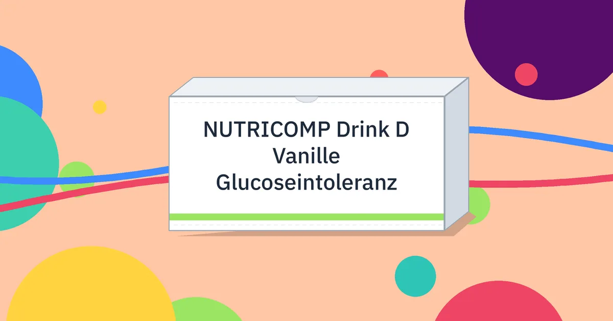 Symbolbild: Packung mit der Aufschrift NUTRICOMP Drink D Vanille Glucoseintoleranz (PZN 19760038) – Verfügbarkeit und Bezug in Apotheken in Frankfurt am Main