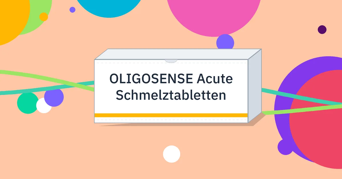 Symbolbild: Packung mit der Aufschrift OLIGOSENSE Acute Schmelztabletten (PZN 08486640) – Verfügbarkeit und Bezug in Apotheken in Frankfurt am Main
