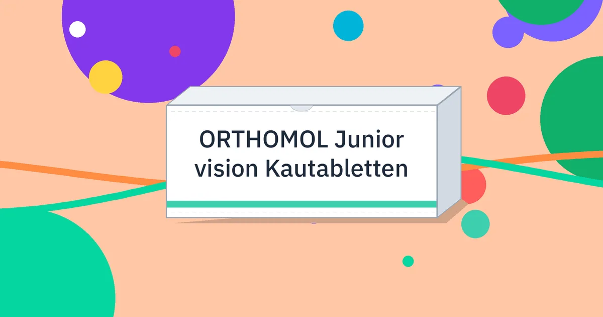 Symbolbild: Packung mit der Aufschrift ORTHOMOL Junior vision Kautabletten (PZN 17620497) – Verfügbarkeit und Bezug in Apotheken in Frankfurt am Main
