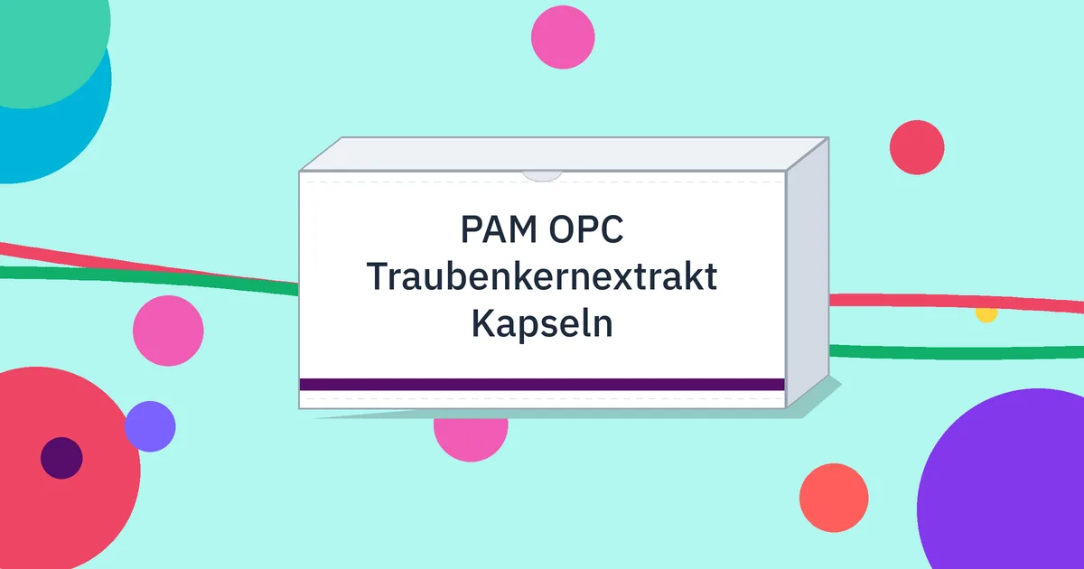 Symbolbild: Packung mit der Aufschrift PAM OPC Traubenkernextrakt Kapseln (PZN 20280071) – Verfügbarkeit und Bezug in Apotheken in Frankfurt am Main