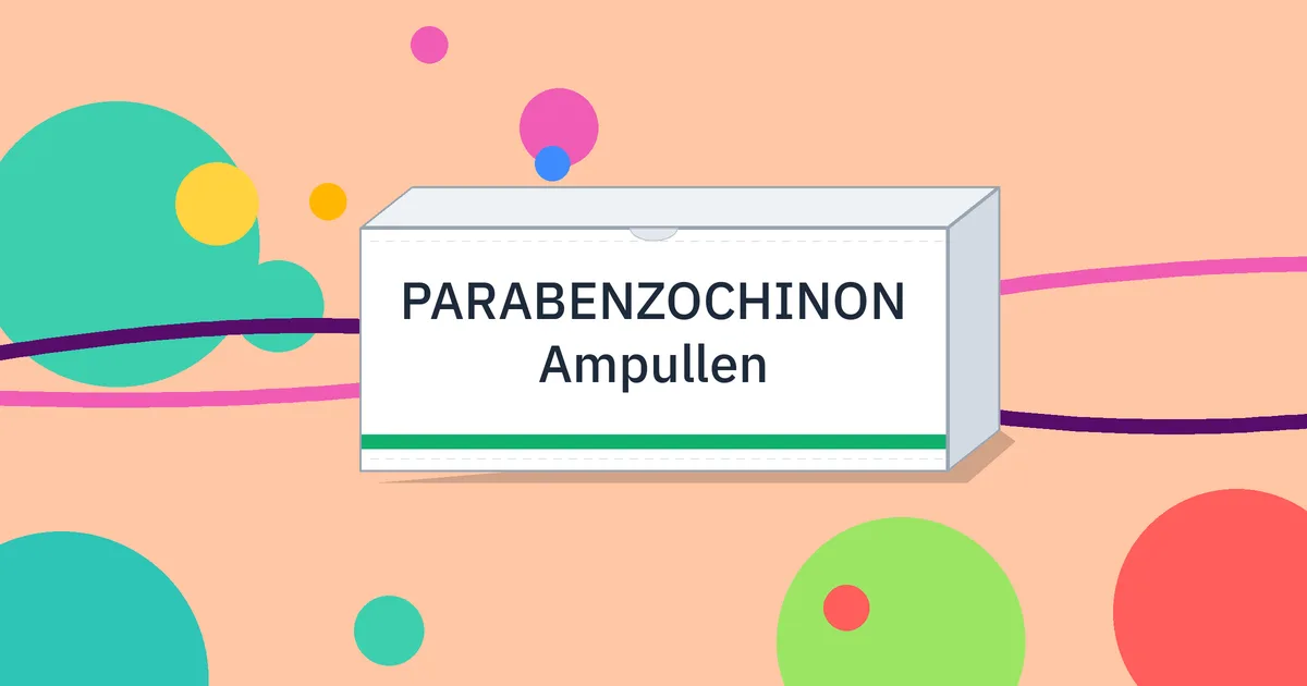 Symbolbild: Packung mit der Aufschrift PARABENZOCHINON Ampullen (PZN 09918047) – Verfügbarkeit und Bezug in Apotheken in Frankfurt am Main