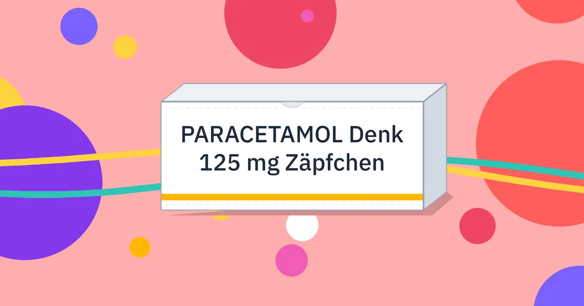 Symbolbild: Packung mit der Aufschrift PARACETAMOL Denk 125 mg Zäpfchen (PZN 10387827) – Verfügbarkeit und Bezug in Apotheken in Frankfurt am Main