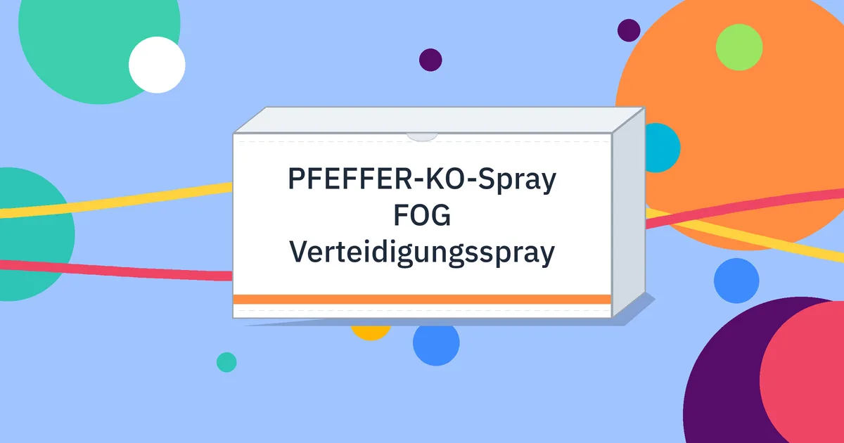 Symbolbild: Packung mit der Aufschrift PFEFFER-KO-Spray FOG Verteidigungsspray (PZN 04854041) – Verfügbarkeit und Bezug in Apotheken in Frankfurt am Main