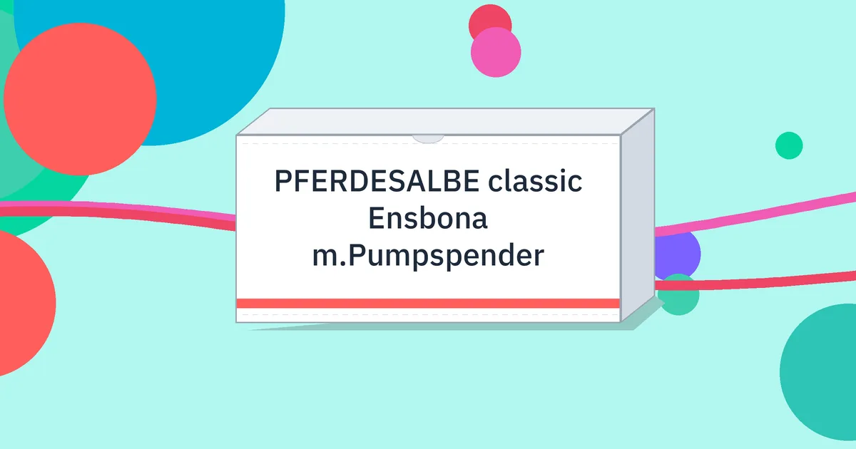 Symbolbild: Packung mit der Aufschrift PFERDESALBE classic Ensbona m.Pumpspender (PZN 17203701) – Verfügbarkeit und Bezug in Apotheken in Frankfurt am Main