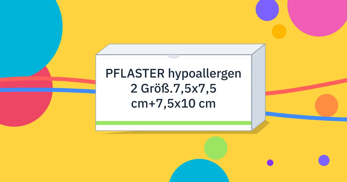 Symbolbild: Packung mit der Aufschrift PFLASTER hypoallergen 2 Größ.7,5x7,5 cm+7,5x10 cm (PZN 07566070) – Verfügbarkeit und Bezug in Apotheken in Frankfurt am Main