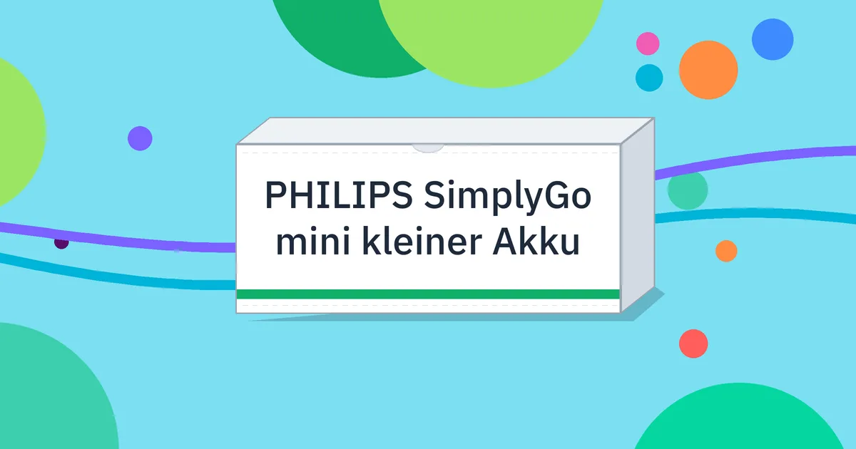 Symbolbild: Packung mit der Aufschrift PHILIPS SimplyGo mini kleiner Akku (PZN 18081128) – Verfügbarkeit und Bezug in Apotheken in Frankfurt am Main
