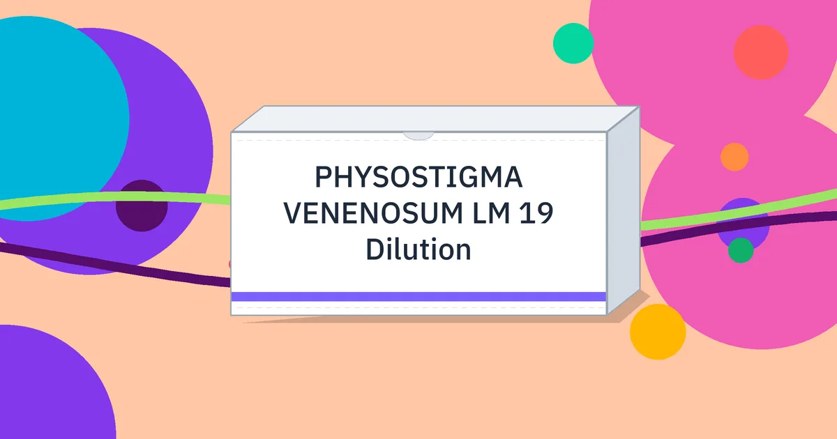 Symbolbild: Packung mit der Aufschrift PHYSOSTIGMA VENENOSUM LM 19 Dilution (PZN 13035431) – Verfügbarkeit und Bezug in Apotheken in Frankfurt am Main