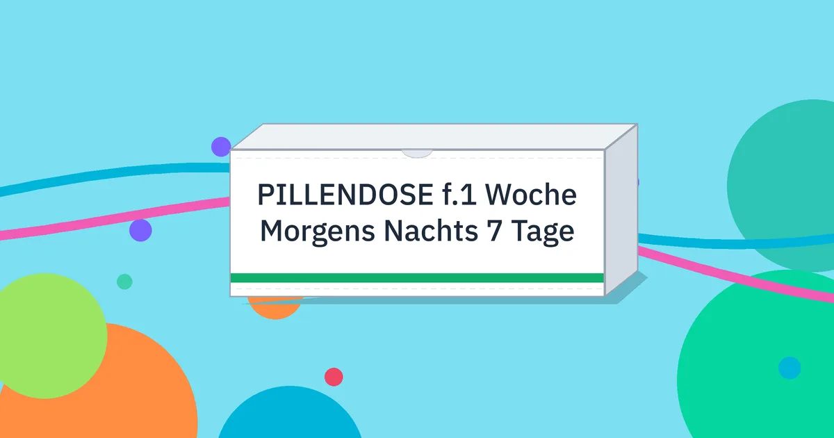 Symbolbild: Packung mit der Aufschrift PILLENDOSE f.1 Woche Morgens Nachts 7 Tage (PZN 00775391) – Verfügbarkeit und Bezug in Apotheken in Frankfurt am Main