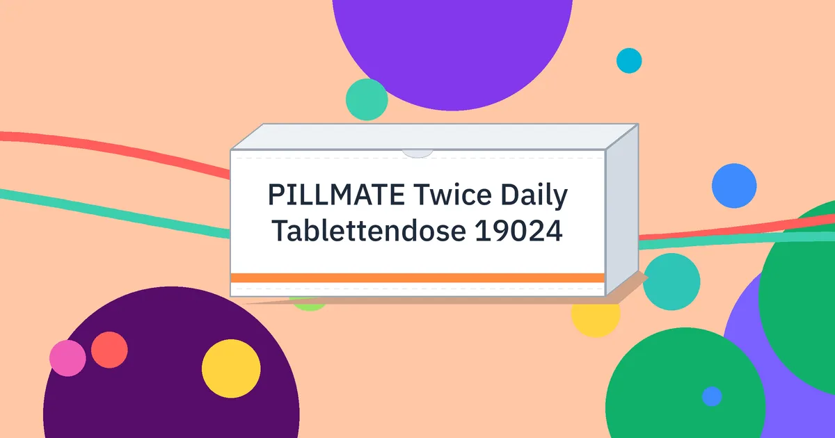 Symbolbild: Packung mit der Aufschrift PILLMATE Twice Daily Tablettendose 19024 (PZN 07591837) – Verfügbarkeit und Bezug in Apotheken in Frankfurt am Main