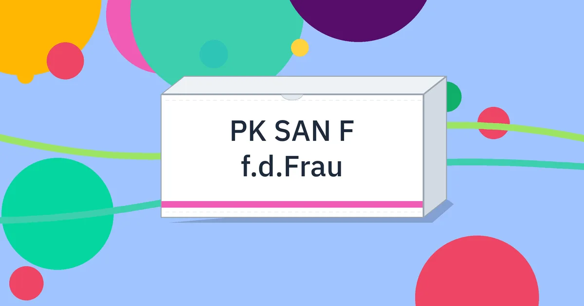 Symbolbild: Packung mit der Aufschrift PK SAN F f.d.Frau (PZN 07502377) – Verfügbarkeit und Bezug in Apotheken in Frankfurt am Main