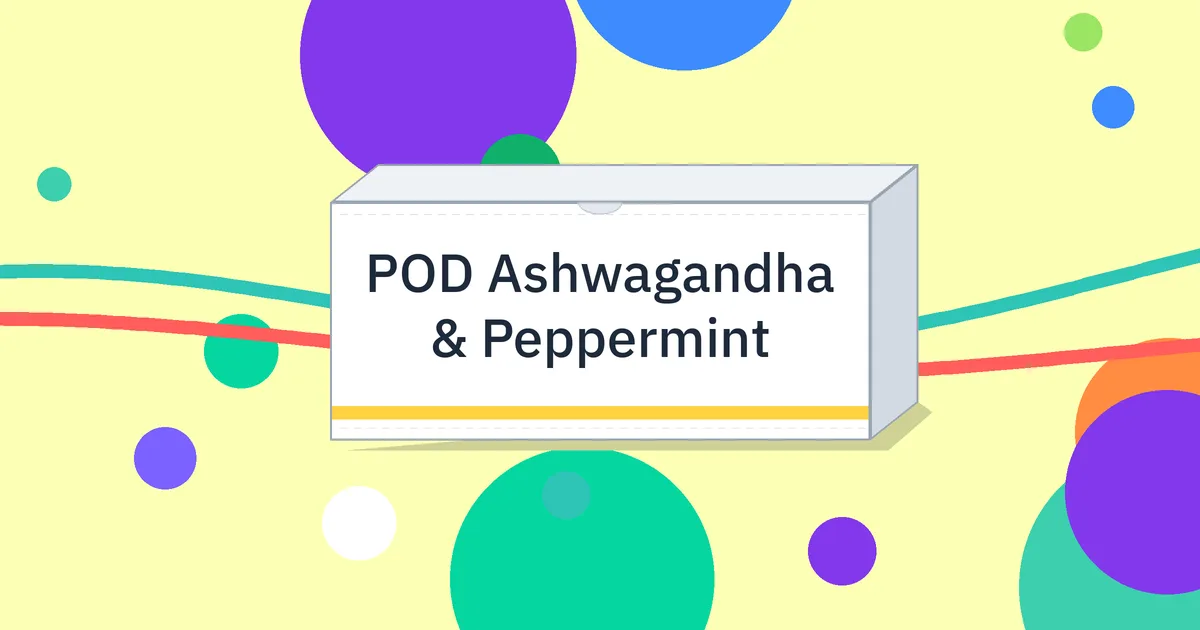 Symbolbild: Packung mit der Aufschrift POD Ashwagandha & Peppermint (PZN 18907574) – Verfügbarkeit und Bezug in Apotheken in Frankfurt am Main
