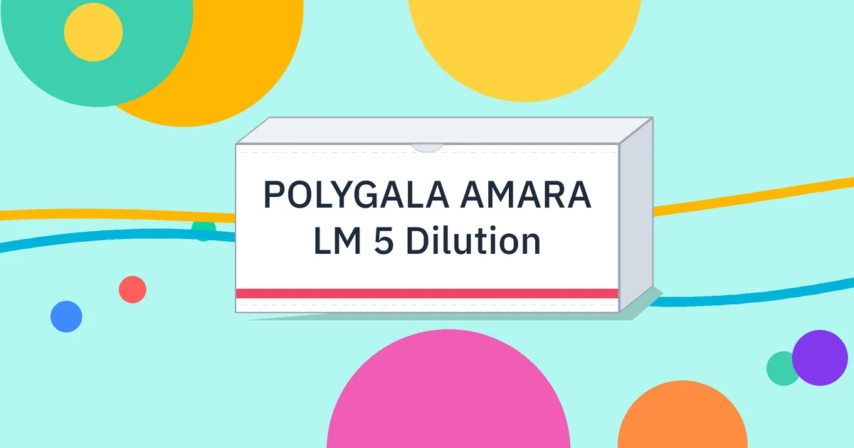 Symbolbild: Packung mit der Aufschrift POLYGALA AMARA LM 5 Dilution (PZN 13661387) – Verfügbarkeit und Bezug in Apotheken in Frankfurt am Main