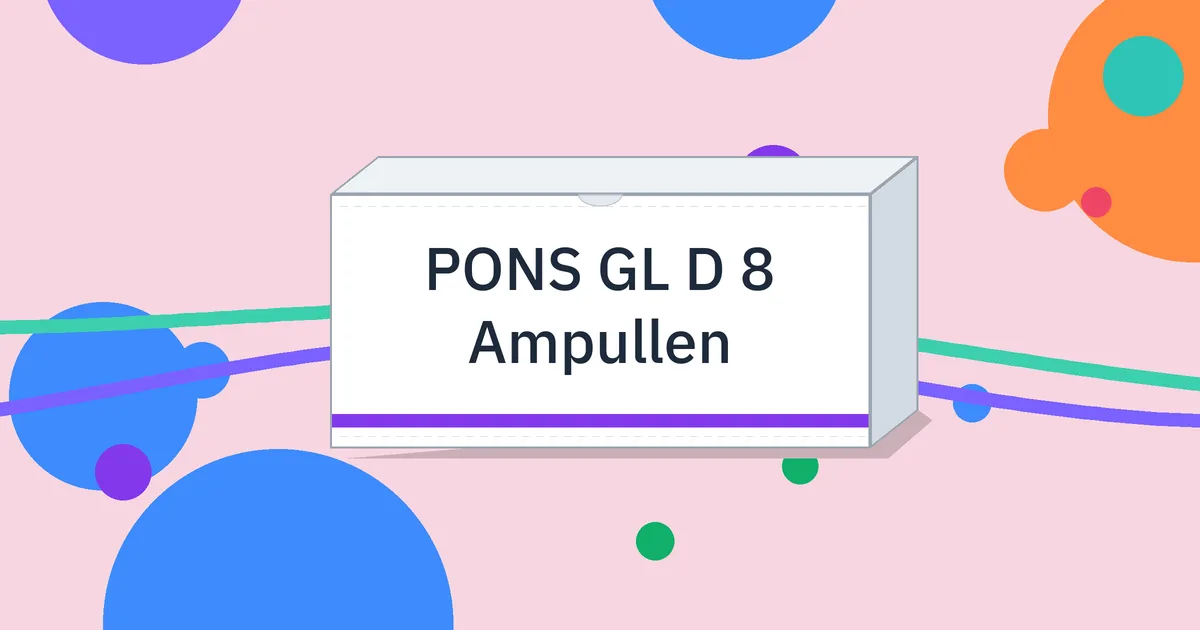 Symbolbild: Packung mit der Aufschrift PONS GL D 8 Ampullen (PZN 02953690) – Verfügbarkeit und Bezug in Apotheken in Frankfurt am Main