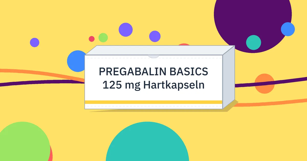 Symbolbild: Packung mit der Aufschrift PREGABALIN BASICS 125 mg Hartkapseln (PZN 12548565) – Verfügbarkeit und Bezug in Apotheken in Frankfurt am Main