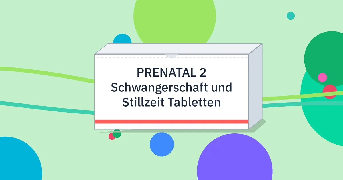 Symbolbild: Packung mit der Aufschrift PRENATAL 2 Schwangerschaft und Stillzeit Tabletten (PZN 16581631) – Verfügbarkeit und Bezug in Apotheken in Frankfurt am Main