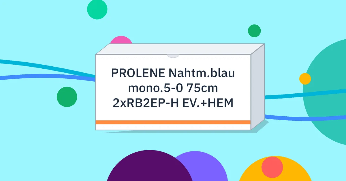Symbolbild: Packung mit der Aufschrift PROLENE Nahtm.blau mono.5-0 75cm 2xRB2EP-H EV.+HEM (PZN 20897630) – Verfügbarkeit und Bezug in Apotheken in Frankfurt am Main