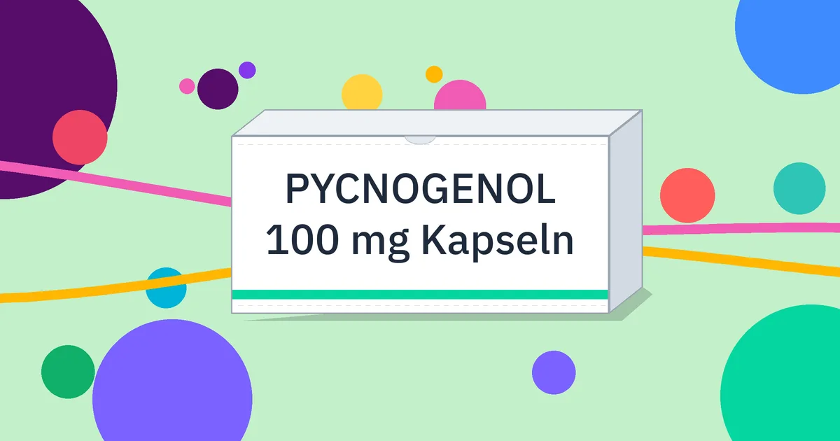 Symbolbild: Packung mit der Aufschrift PYCNOGENOL 100 mg Kapseln (PZN 17178995) – Verfügbarkeit und Bezug in Apotheken in Frankfurt am Main