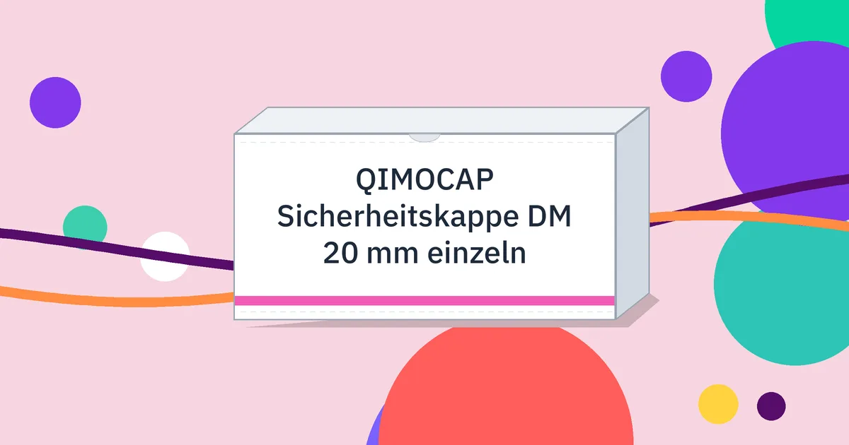 Symbolbild: Packung mit der Aufschrift QIMOCAP Sicherheitskappe DM 20 mm einzeln (PZN 14288134) – Verfügbarkeit und Bezug in Apotheken in Frankfurt am Main