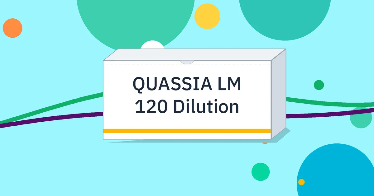 Symbolbild: Packung mit der Aufschrift QUASSIA LM 120 Dilution (PZN 13673522) – Verfügbarkeit und Bezug in Apotheken in Frankfurt am Main