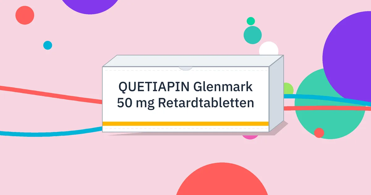 Symbolbild: Packung mit der Aufschrift QUETIAPIN Glenmark 50 mg Retardtabletten (PZN 16031468) – Verfügbarkeit und Bezug in Apotheken in Frankfurt am Main
