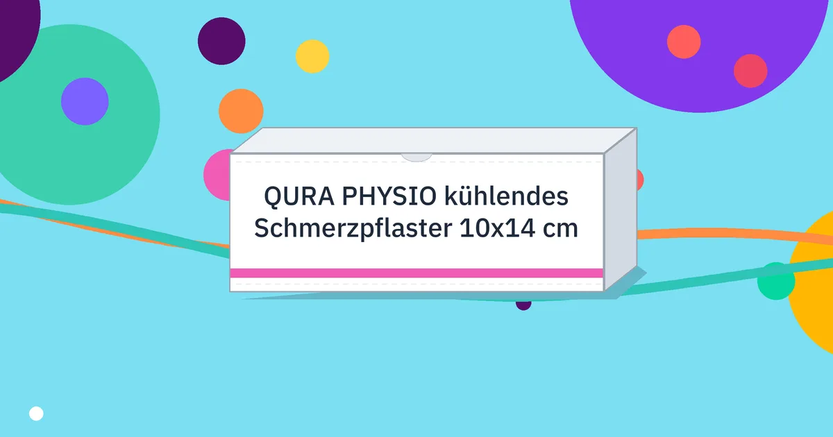 Symbolbild: Packung mit der Aufschrift QURA PHYSIO kühlendes Schmerzpflaster 10x14 cm (PZN 19450154) – Verfügbarkeit und Bezug in Apotheken in Frankfurt am Main