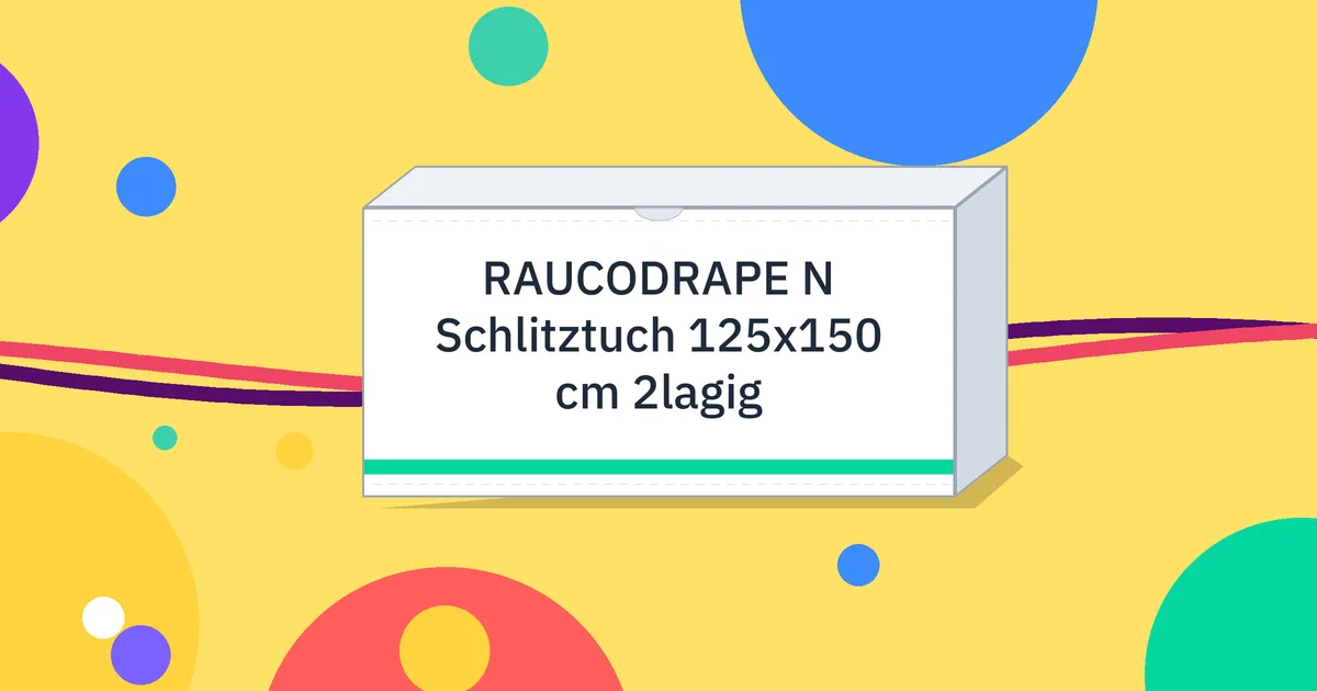 Symbolbild: Packung mit der Aufschrift RAUCODRAPE N Schlitztuch 125x150 cm 2lagig (PZN 06680378) – Verfügbarkeit und Bezug in Apotheken in Frankfurt am Main