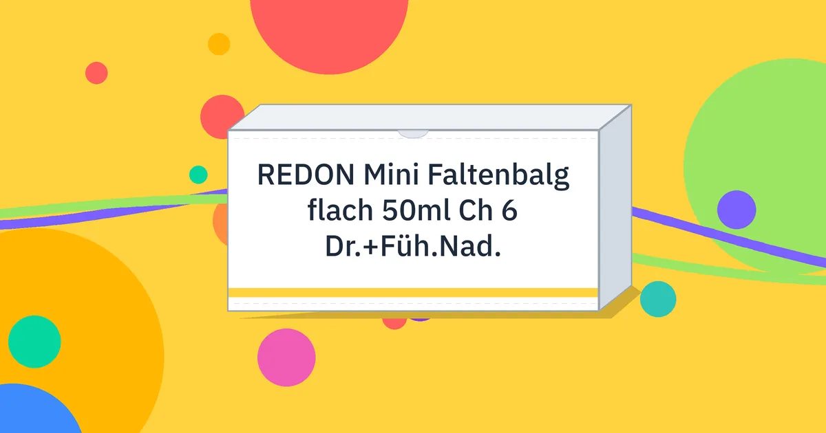 Symbolbild: Packung mit der Aufschrift REDON Mini Faltenbalg flach 50ml Ch 6 Dr.+Füh.Nad. (PZN 07004136) – Verfügbarkeit und Bezug in Apotheken in Frankfurt am Main