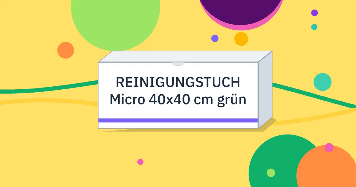 Symbolbild: Packung mit der Aufschrift REINIGUNGSTUCH Micro 40x40 cm grün (PZN 06565542) – Verfügbarkeit und Bezug in Apotheken in Frankfurt am Main