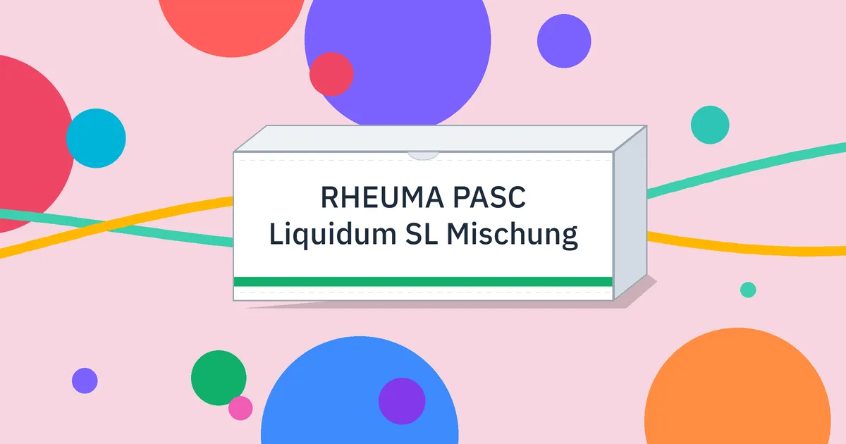 Symbolbild: Packung mit der Aufschrift RHEUMA PASC Liquidum SL Mischung (PZN 00423924) – Verfügbarkeit und Bezug in Apotheken in Frankfurt am Main