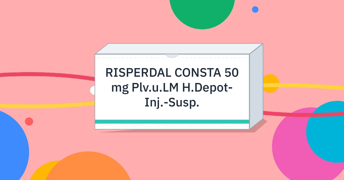 Symbolbild: Packung mit der Aufschrift RISPERDAL CONSTA 50 mg Plv.u.LM H.Depot-Inj.-Susp. (PZN 16622790) – Verfügbarkeit und Bezug in Apotheken in Frankfurt am Main