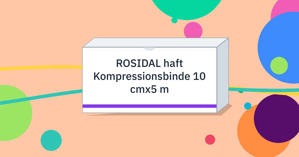 Symbolbild: Packung mit der Aufschrift ROSIDAL haft Kompressionsbinde 10 cmx5 m (PZN 17851311) – Verfügbarkeit und Bezug in Apotheken in Frankfurt am Main