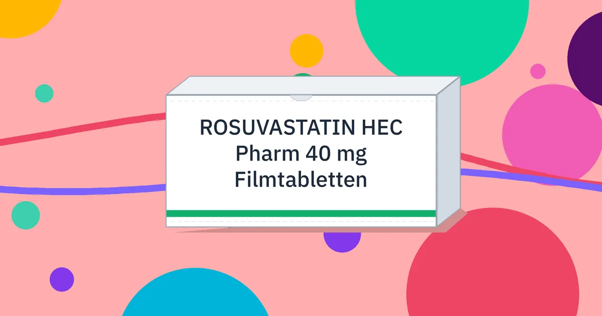 Symbolbild: Packung mit der Aufschrift ROSUVASTATIN HEC Pharm 40 mg Filmtabletten (PZN 16598258) – Verfügbarkeit und Bezug in Apotheken in Frankfurt am Main
