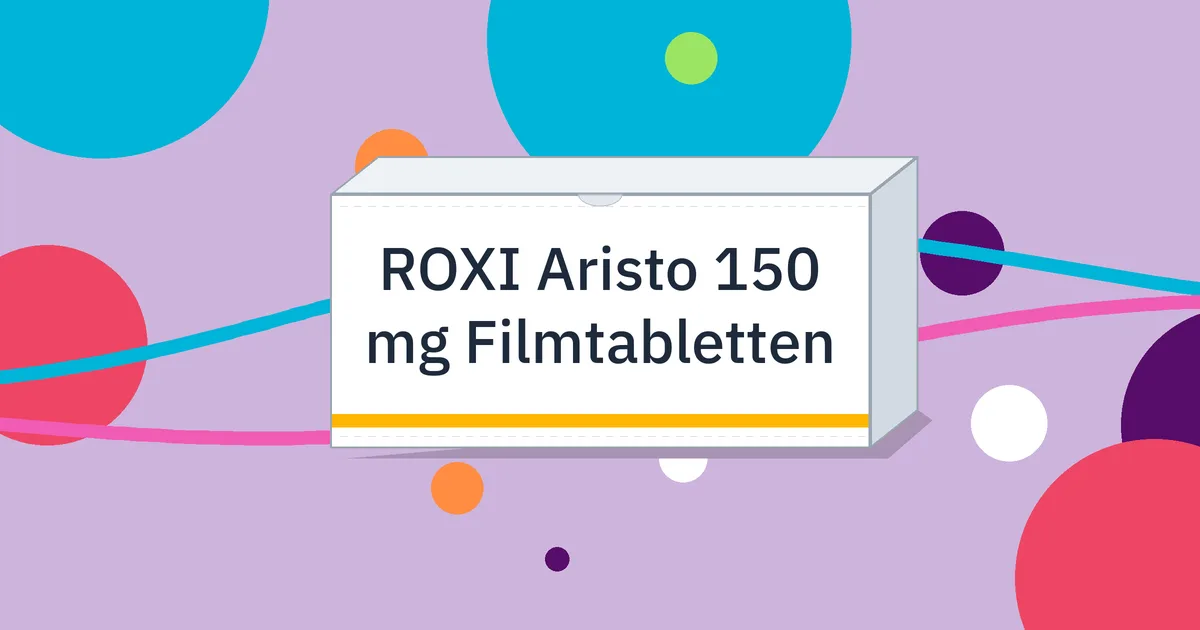 Symbolbild: Packung mit der Aufschrift ROXI Aristo 150 mg Filmtabletten (PZN 09339533) – Verfügbarkeit und Bezug in Apotheken in Frankfurt am Main