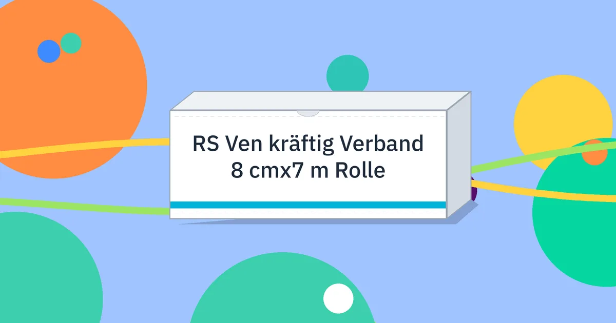 Symbolbild: Packung mit der Aufschrift RS Ven kräftig Verband 8 cmx7 m Rolle (PZN 00900502) – Verfügbarkeit und Bezug in Apotheken in Frankfurt am Main