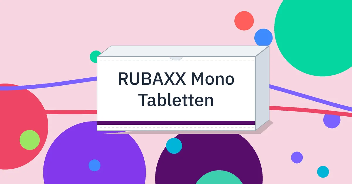Symbolbild: Packung mit der Aufschrift RUBAXX Mono Tabletten (PZN 14162663) – Verfügbarkeit und Bezug in Apotheken in Frankfurt am Main