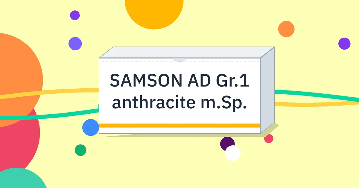 Symbolbild: Packung mit der Aufschrift SAMSON AD Gr.1 anthracite m.Sp. (PZN 14248608) – Verfügbarkeit und Bezug in Apotheken in Frankfurt am Main