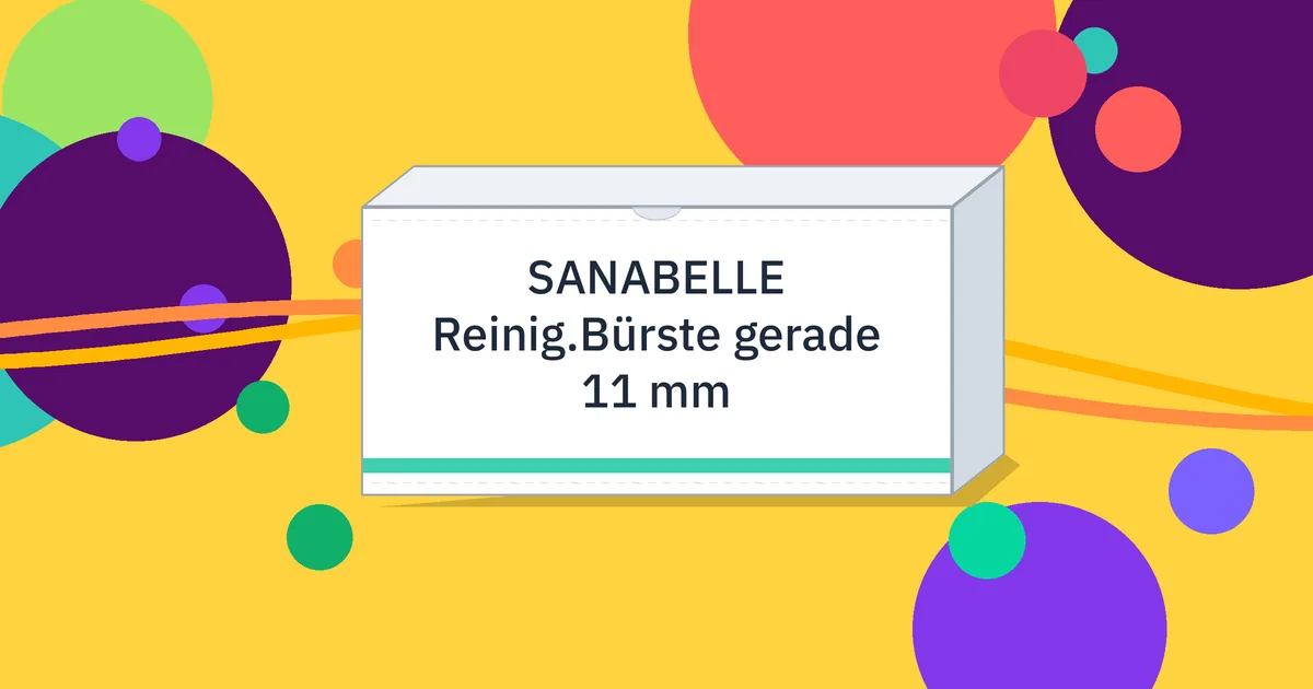 Symbolbild: Packung mit der Aufschrift SANABELLE Reinig.Bürste gerade 11 mm (PZN 01174771) – Verfügbarkeit und Bezug in Apotheken in Frankfurt am Main