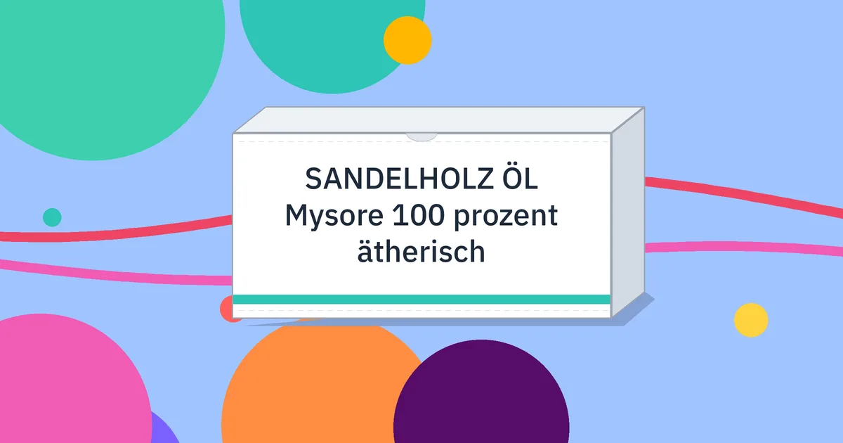 Symbolbild: Packung mit der Aufschrift SANDELHOLZ ÖL Mysore 100 prozent ätherisch (PZN 07616879) – Verfügbarkeit und Bezug in Apotheken in Frankfurt am Main