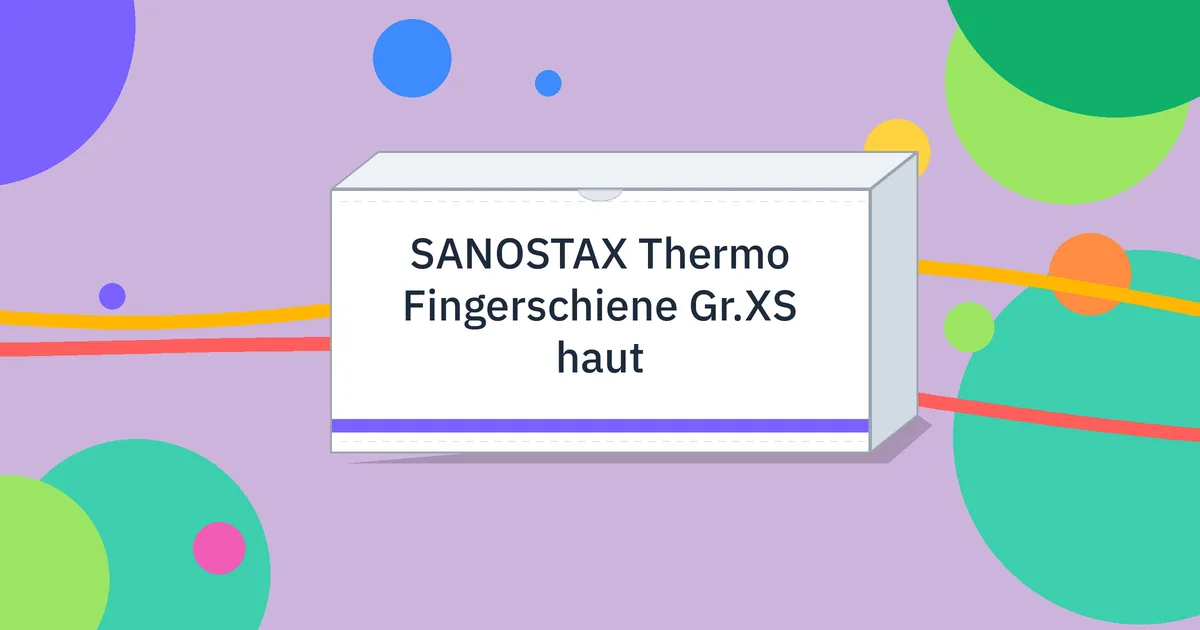 Symbolbild: Packung mit der Aufschrift SANOSTAX Thermo Fingerschiene Gr.XS haut (PZN 11131828) – Verfügbarkeit und Bezug in Apotheken in Frankfurt am Main
