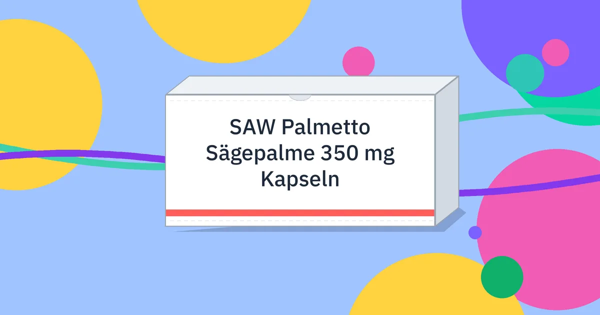 Symbolbild: Packung mit der Aufschrift SAW Palmetto Sägepalme 350 mg Kapseln (PZN 18216723) – Verfügbarkeit und Bezug in Apotheken in Frankfurt am Main