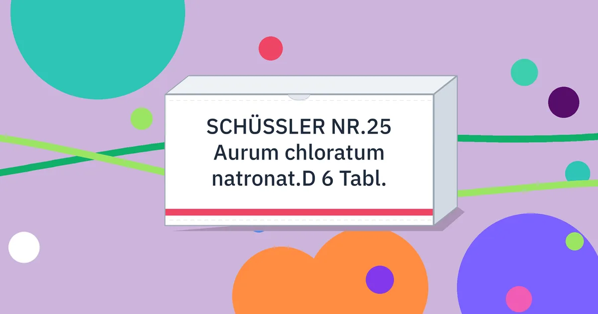 Symbolbild: Packung mit der Aufschrift SCHÜSSLER NR.25 Aurum chloratum natronat.D 6 Tabl. (PZN 11031989) – Verfügbarkeit und Bezug in Apotheken in Frankfurt am Main